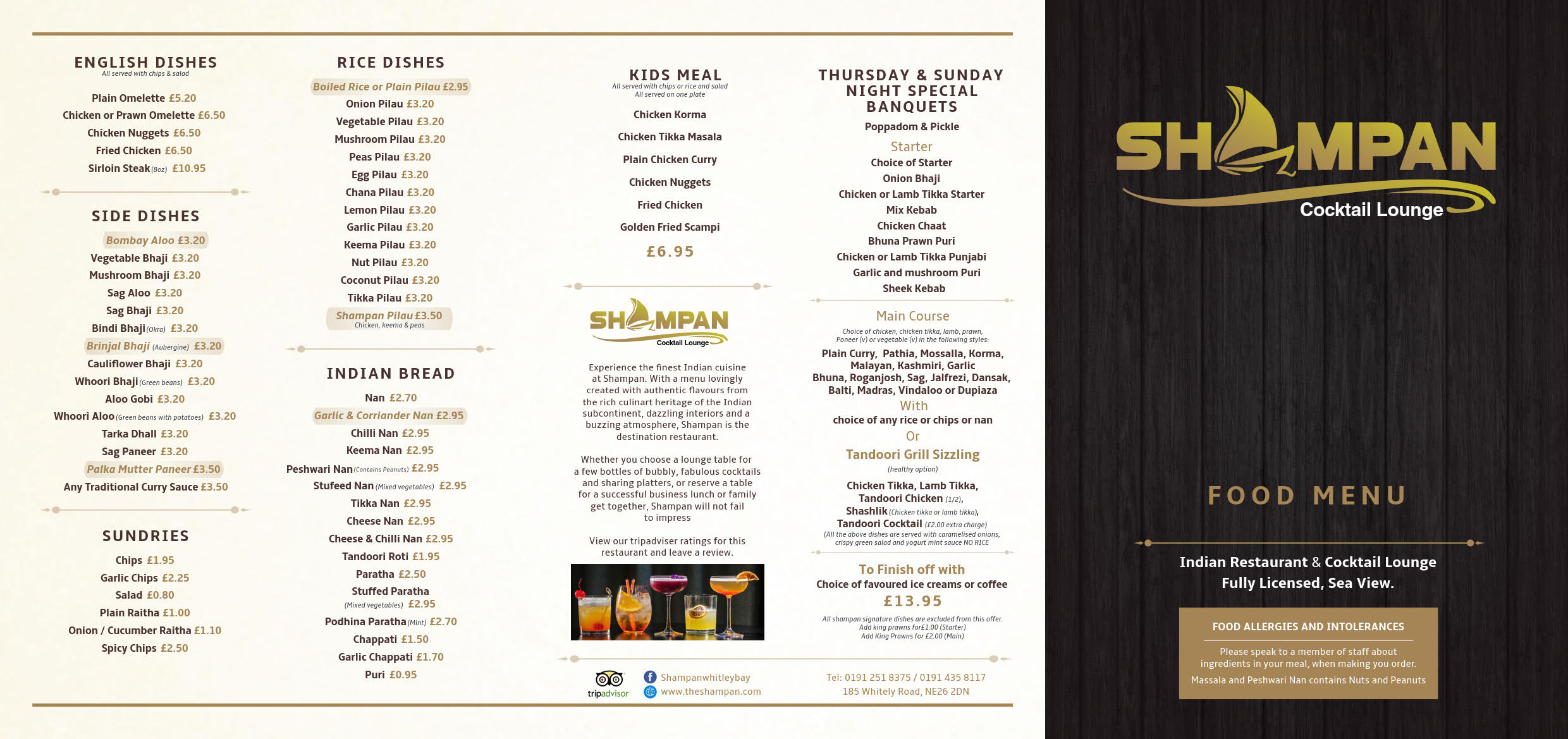 The Shampan - Whitley Bay - Our Menu