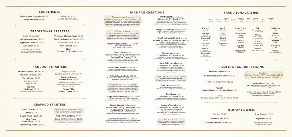 Shampan Main Menu full A5 v2_2 - The Shampan - Indian Dining - Whitley Bay